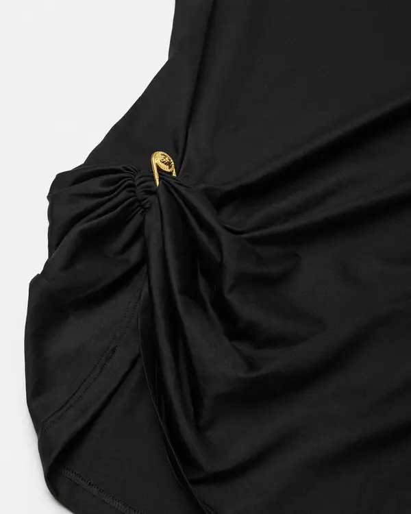 Versace Safety Pin Detailed Short-sleeved Top - Black