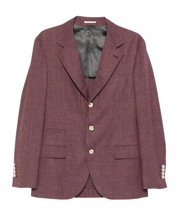 Brunello Cucinelli Prince Of Wales Blazer - Red