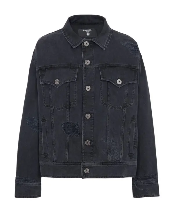 Balmain Distressed Denim Jacket