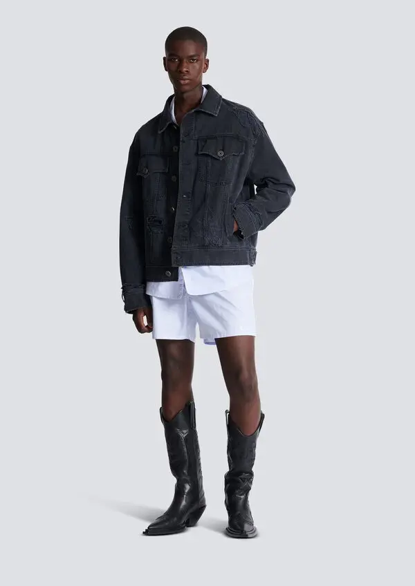 Balmain Distressed Denim Jacket