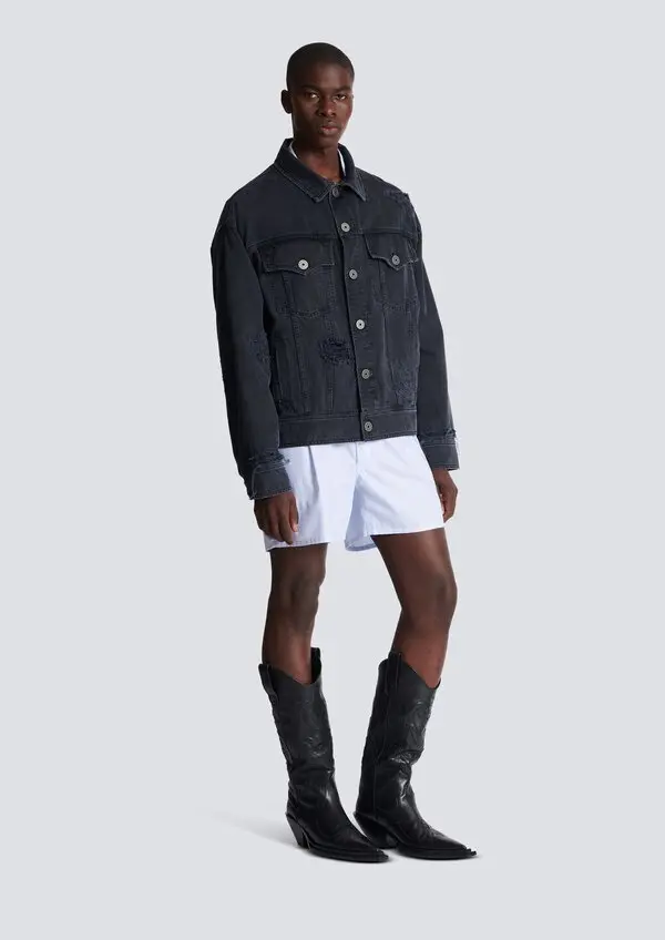 Balmain Distressed Denim Jacket