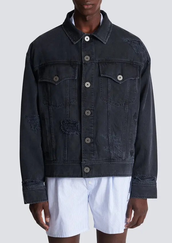 Balmain Distressed Denim Jacket