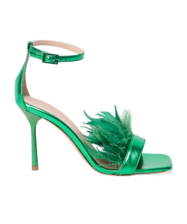Liu Jo Feather Embellished Stiletto Sandals - Green