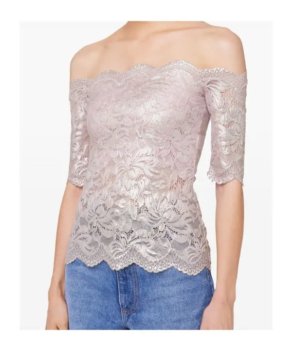 Rabanne Scalloped Edge Lace Off-the-shoulder Top - White