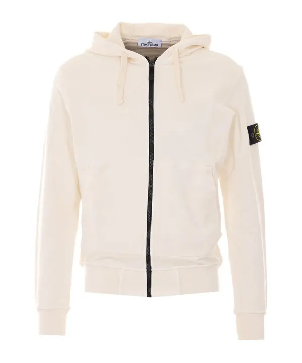 Stone Island Zip-up Drawstring Hoodie - Ivory