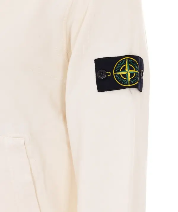 Stone Island Zip-up Drawstring Hoodie - Ivory