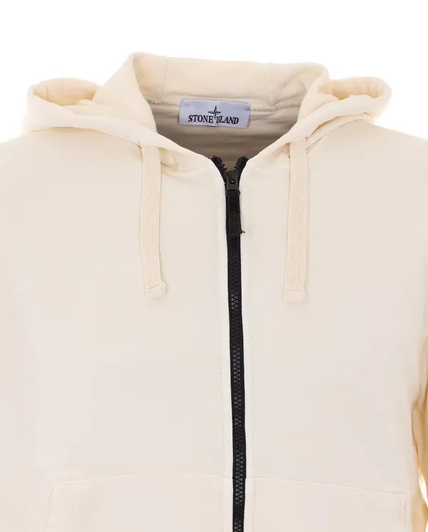 Stone Island Zip-up Drawstring Hoodie - Ivory