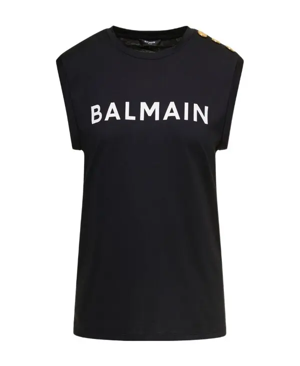 Balmain Sleeveless Logo Printed Tank Top