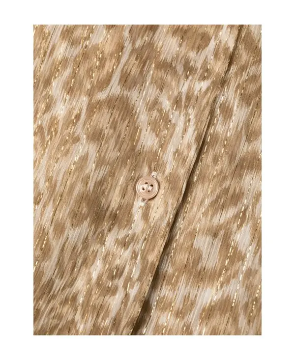 Ermanno Scervino Sheer Silk Leopard Print Midi Shirt Dress - Nude