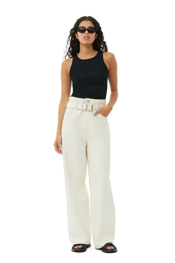 GANNI High Waisted Wide Leg Jeans