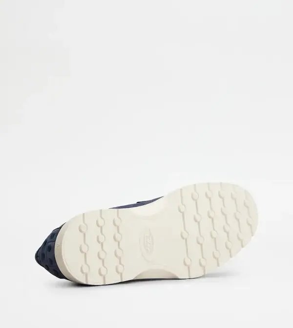 TOD'S Leather Loafers With Penny Bar And Embossed Rubber Pebbles - Blue