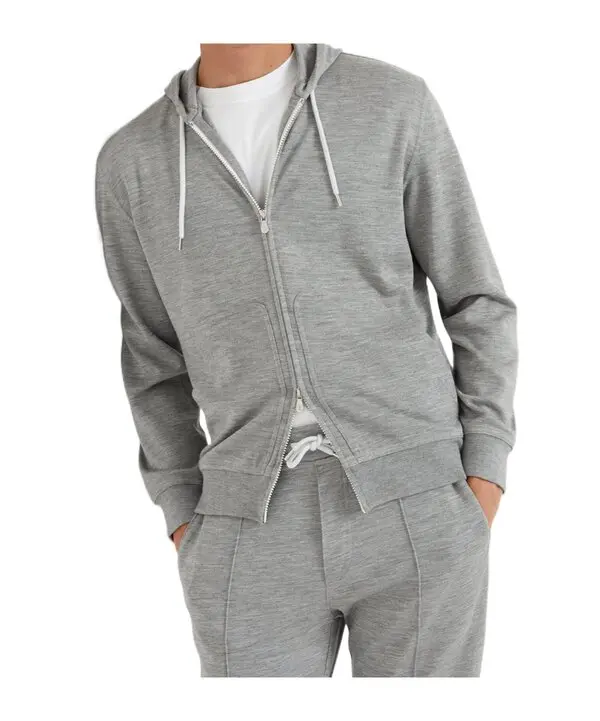 Brunello Cucinelli Zip-up Hooded Sweater - Grey