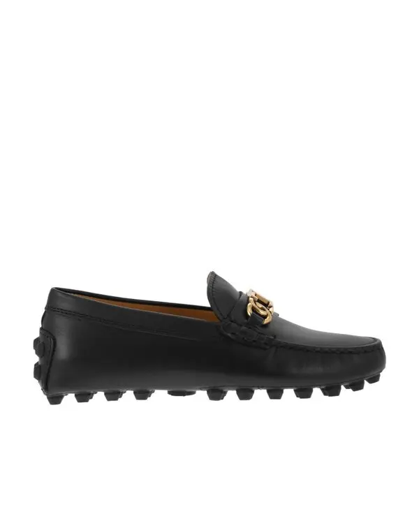 TOD'S Logo Plaque Slip-on Loafers - Black