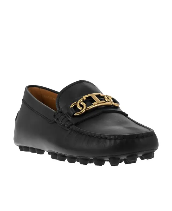 TOD'S Logo Plaque Slip-on Loafers - Black