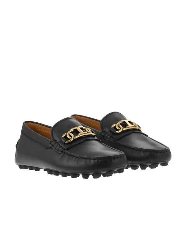 TOD'S Logo Plaque Slip-on Loafers - Black