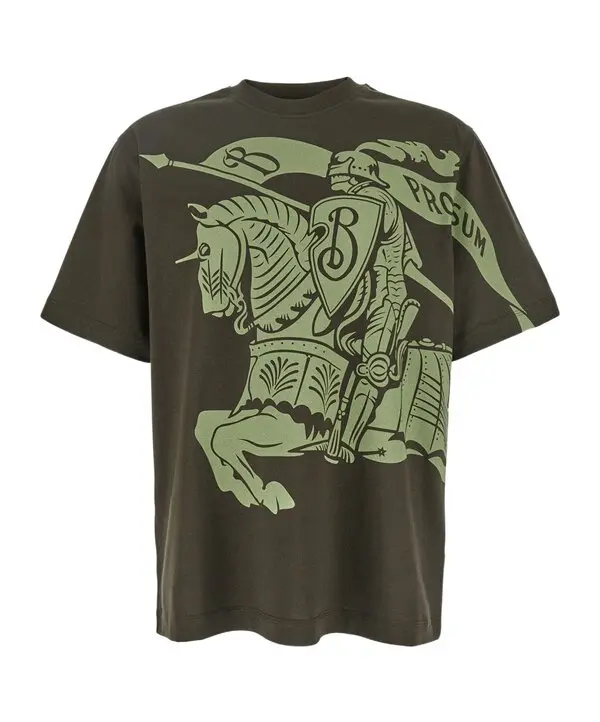 Burberry Equestrian Knight Printed Crewneck T-shirt - Green