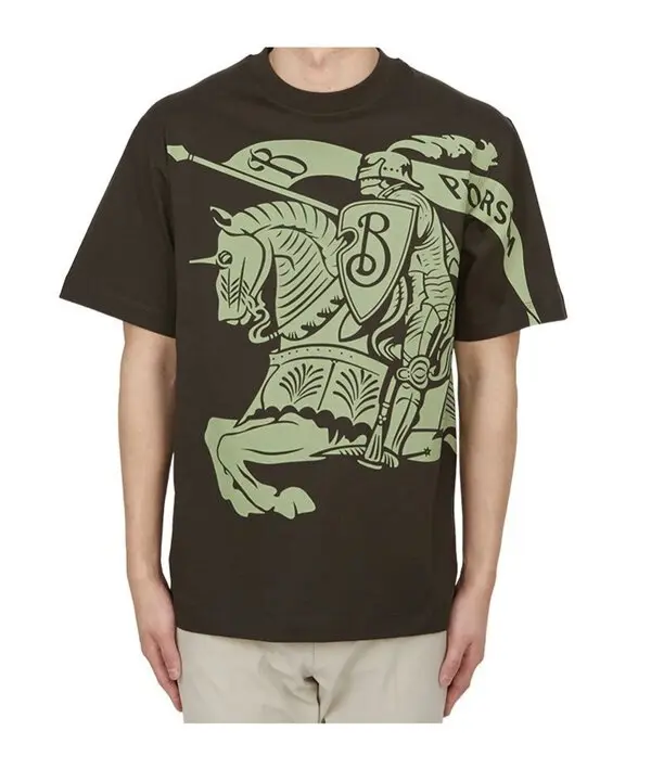 Burberry Equestrian Knight Printed Crewneck T-shirt - Green