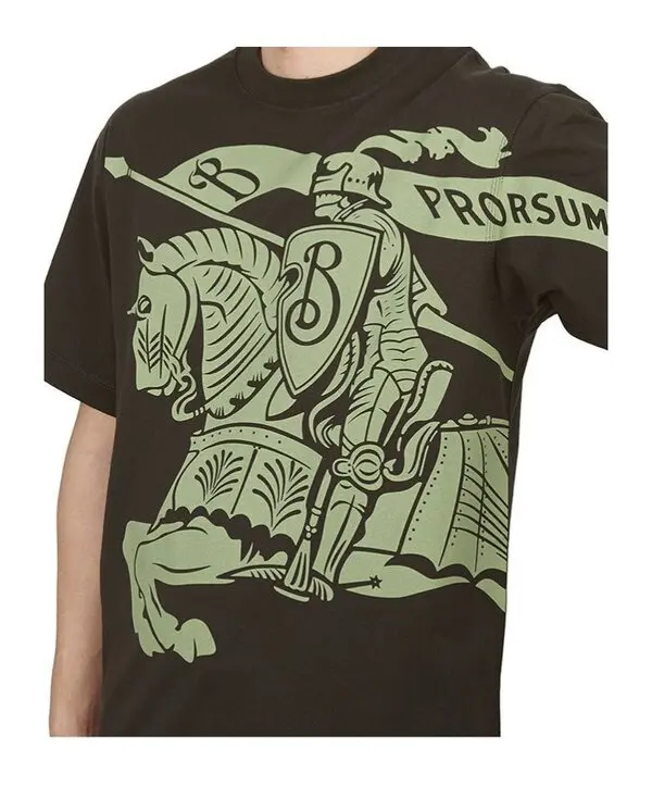 Burberry Equestrian Knight Printed Crewneck T-shirt - Green