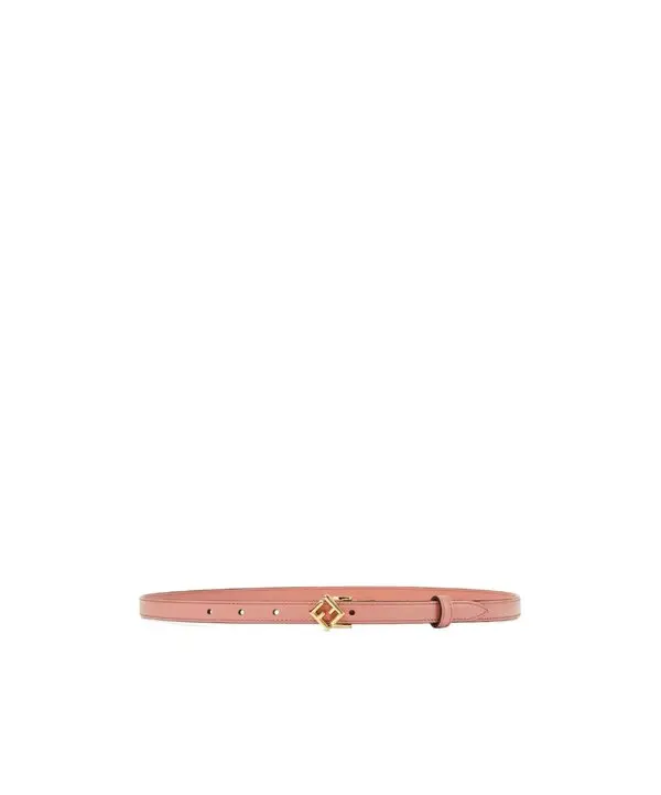 Fendi Leather Belt With Ff Stud Buckle - Pink