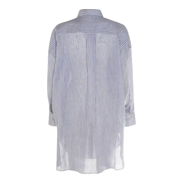 Brunello Cucinelli Monili-trim Striped Long Shirt