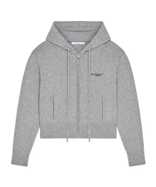 Givenchy Zipped Wool And Cashmere Hoodie - Light Grey