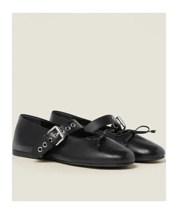 Miu Miu Buckled Ballerina Flats - Black
