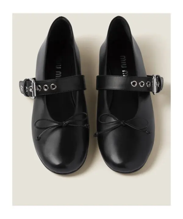 Miu Miu Buckled Ballerina Flats - Black