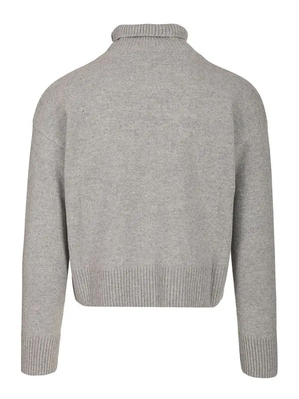 AMI Paris Ribbed Turtleneck Sweater - Gray