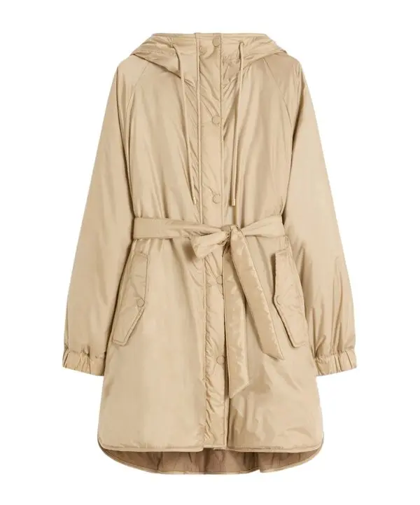 Max Mara Hooded Coat With Belt - Beige