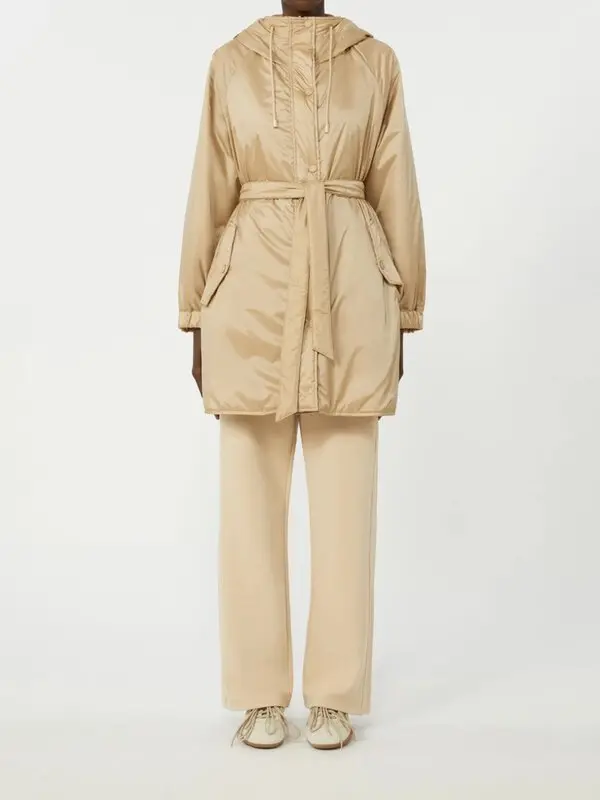 Max Mara Hooded Coat With Belt - Beige