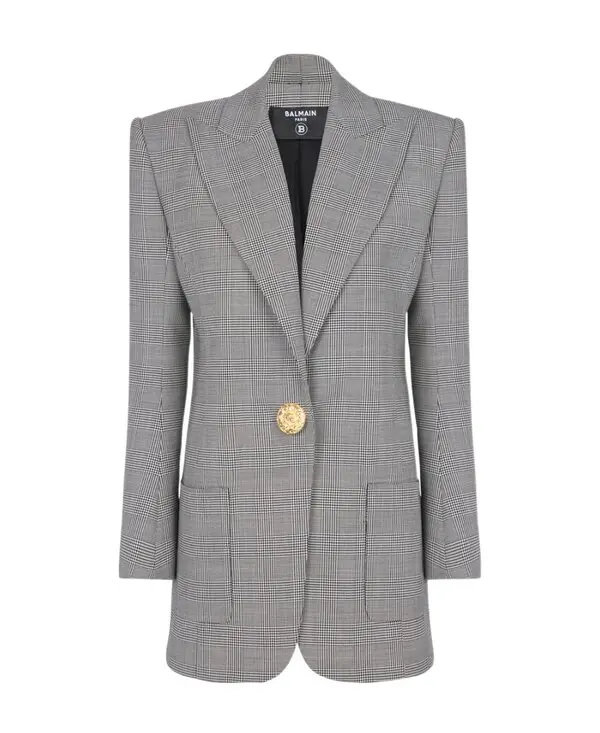 Balmain Plaid Single-breasted Blazer