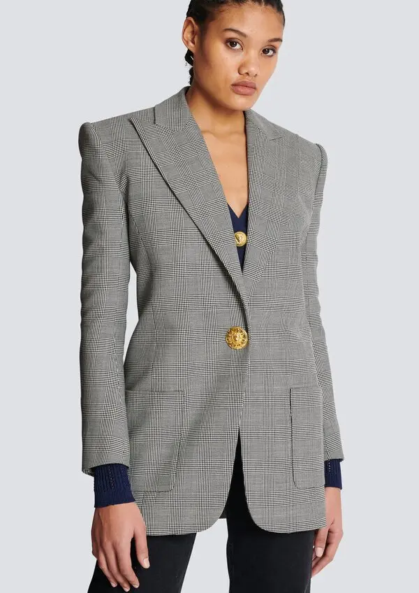 Balmain Plaid Single-breasted Blazer