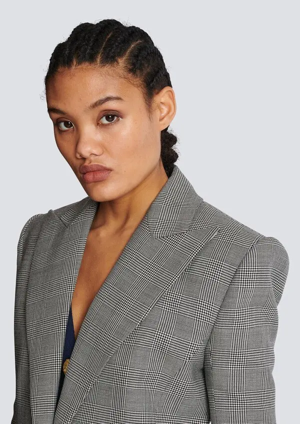 Balmain Plaid Single-breasted Blazer