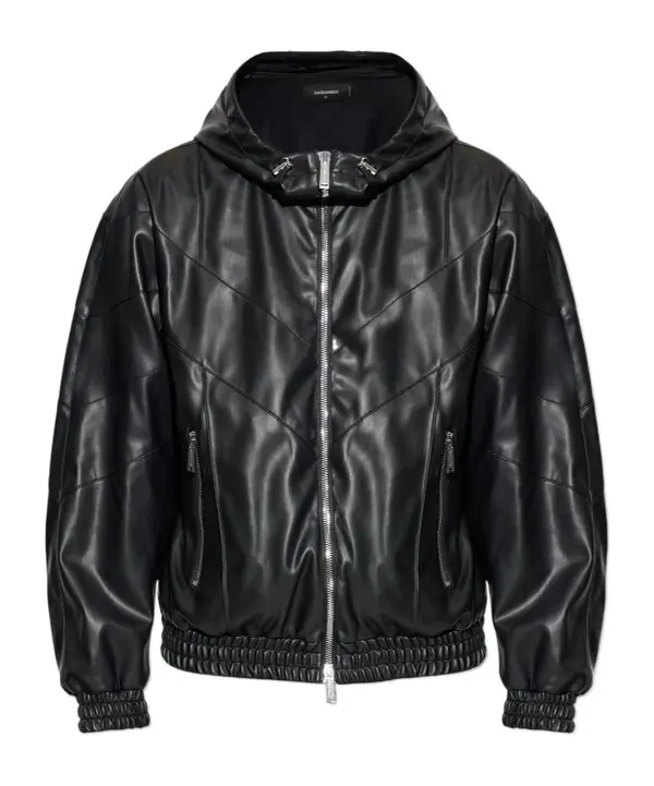 Dsquared2 Faux Leather Zipped Hoodie