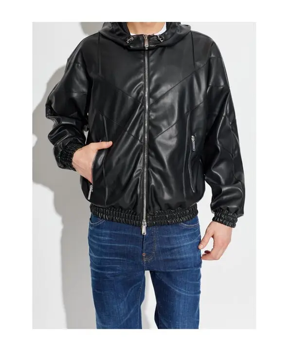 Dsquared2 Faux Leather Zipped Hoodie
