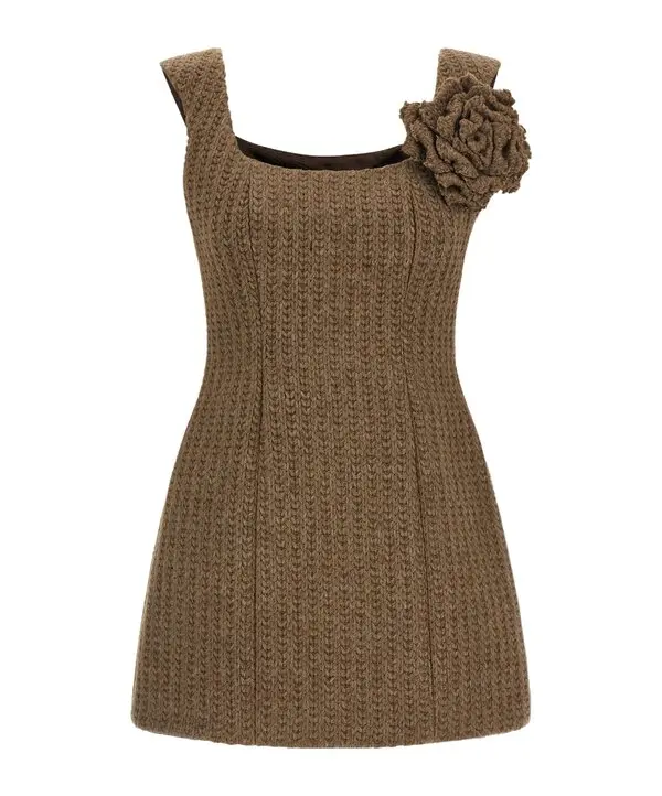 Giuseppe Di Morabito Knitted Mini Dress With Brooch Detail - Green