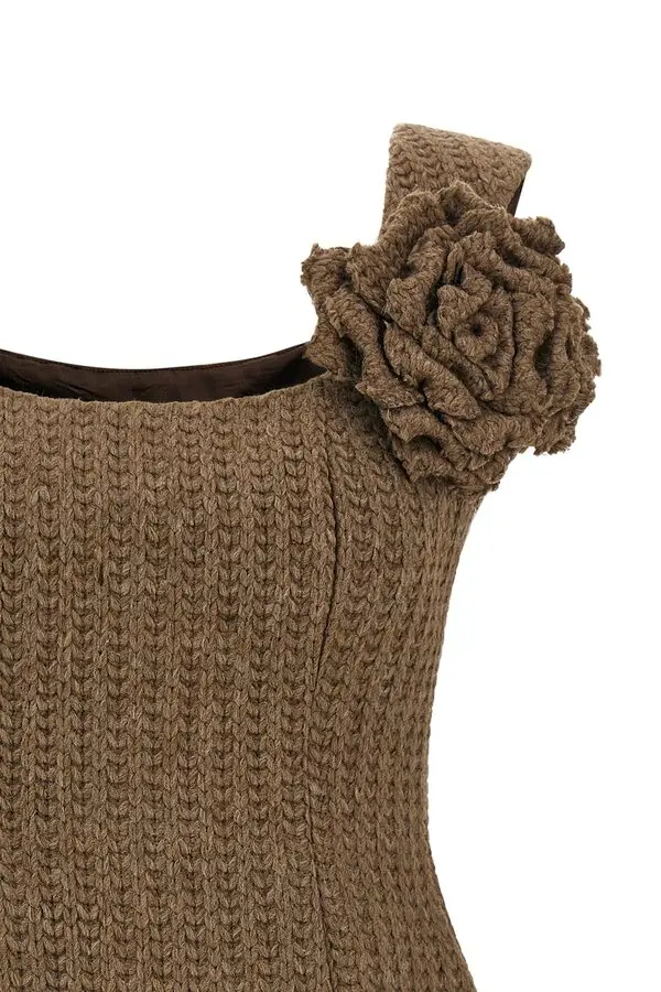 Giuseppe Di Morabito Knitted Mini Dress With Brooch Detail - Green