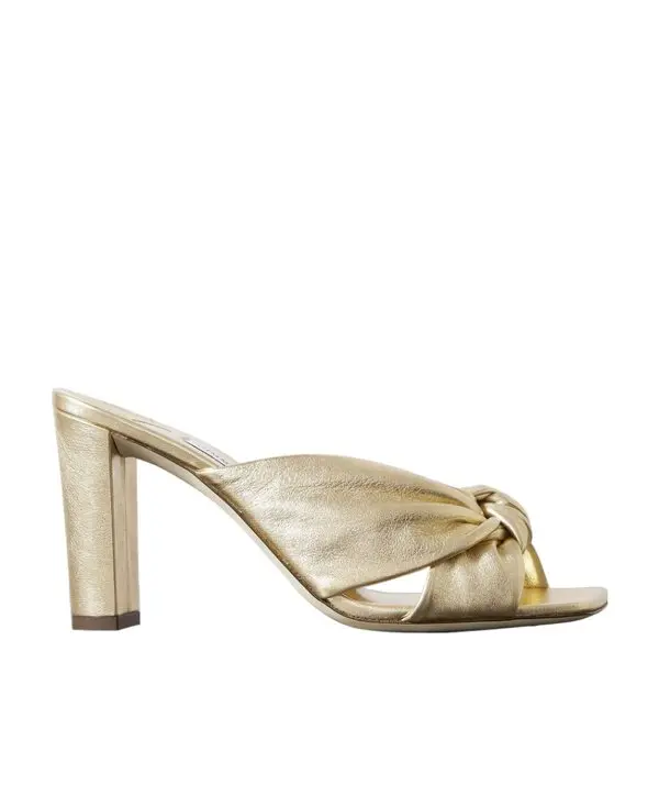 JIMMY CHOO Avenue Metallic Heeled Mules - Nude