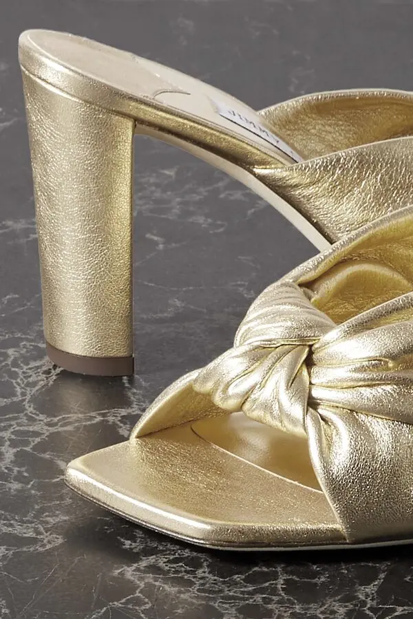 JIMMY CHOO Avenue Metallic Heeled Mules - Nude