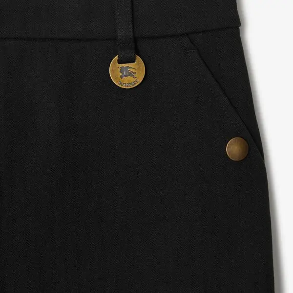 Burberry Herringbone Patterned Tapered Trousers - Black