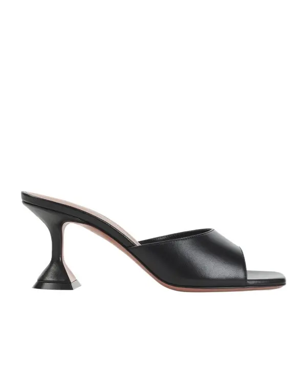 Amina Muaddi Square Toe Sculptural Heel Mules