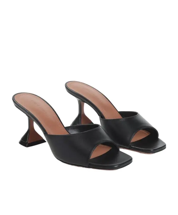 Amina Muaddi Square Toe Sculptural Heel Mules