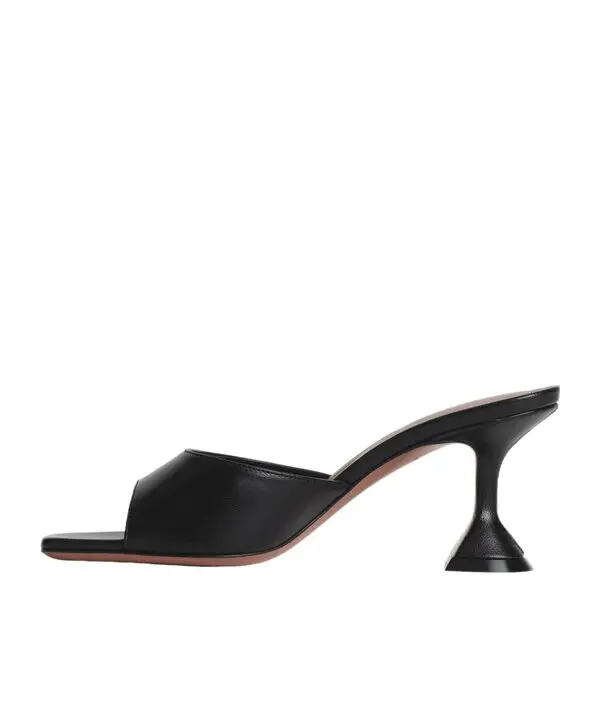 Amina Muaddi Square Toe Sculptural Heel Mules