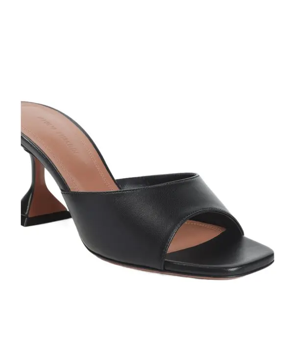 Amina Muaddi Square Toe Sculptural Heel Mules