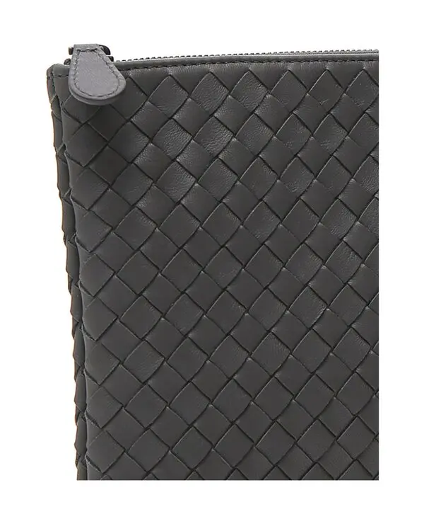 Bottega Veneta Woven Zipper Clutch - Grey