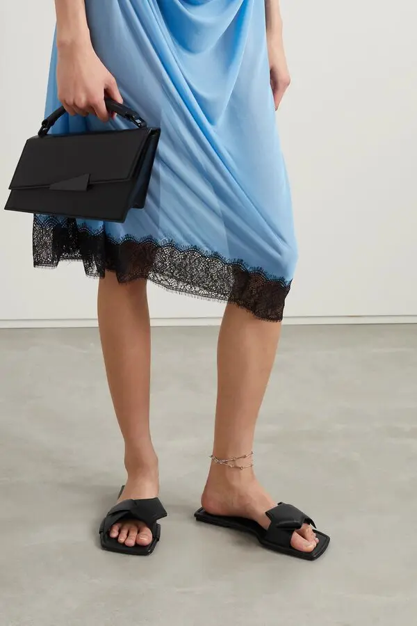 Acne Studios Logo Square Toe Flat Slippers - Black