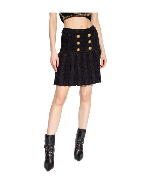 Balmain Pleated Skirt With Decorative Buttons