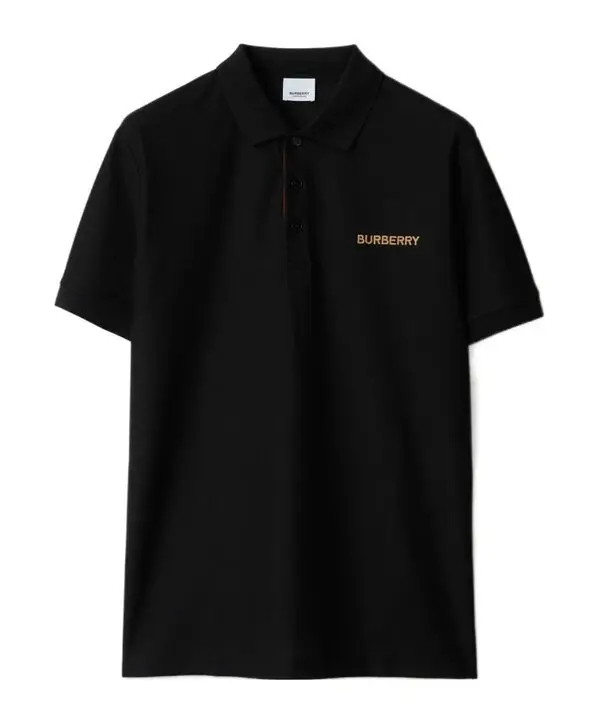 Burberry Polo Shirt With Lapel Short Sleeve - Black