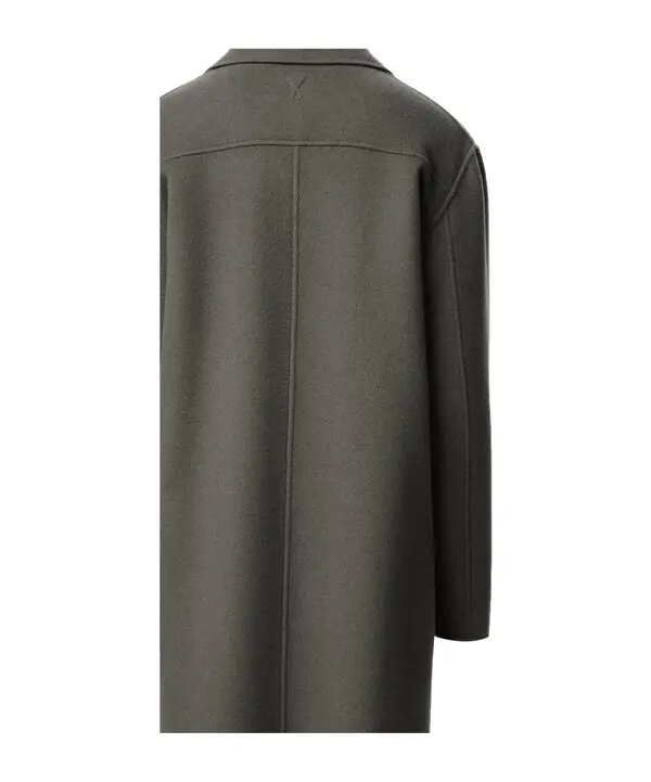 AMI Paris Logo Detailed Single Breasted Coat