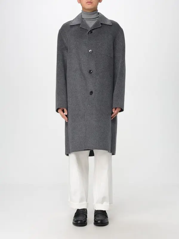 AMI Paris Logo Detailed Single Breasted Coat